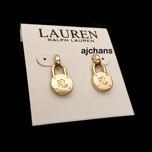 Lauren Ralph Lauren | Jewelry | Lauren Ralph Lauren Gold Tone Logo Padlock Drop Earrings | Poshmark